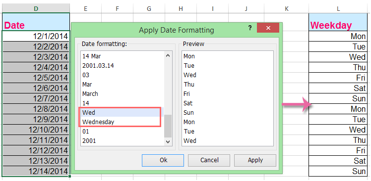 How to average based on day of week in Excel?