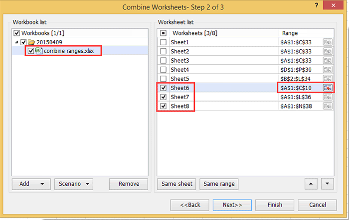 How To Combine Ranges From Different Worksheets Workbook Into One