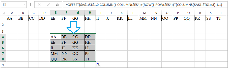 How to convert vector / single row or column to matrix in Excel?