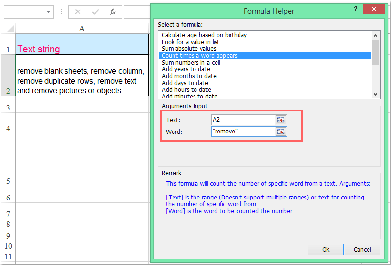 How to count the number of times a character / word appears in a cell?