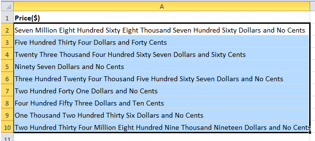 How to quickly convert currency numbers to words in Excel?