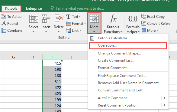 How to divide one column by another column in Excel?