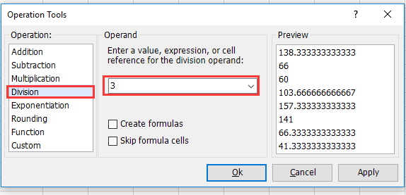 How to divide one column by another column in Excel?