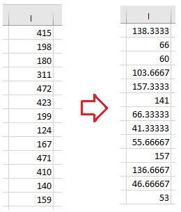 How to divide one column by another column in Excel?