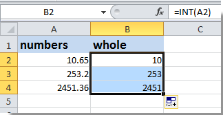 How to separate whole number (integer) from decimal in Excel?