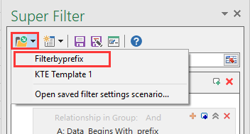 How to filter column data by a certain prefix in Excel?