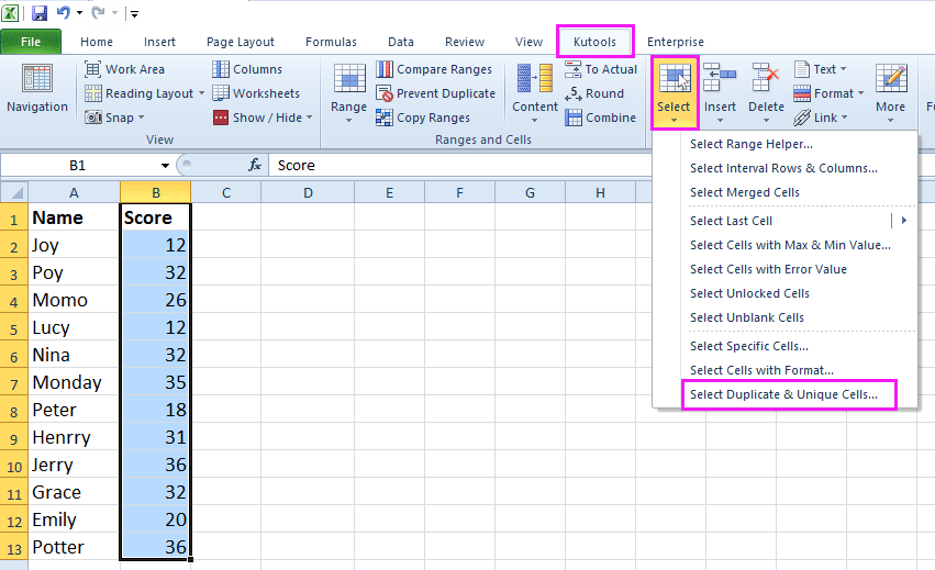 How to find max or min value based on unique values in Excel?