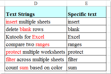 How to highlight specific text within a cell based on other text?