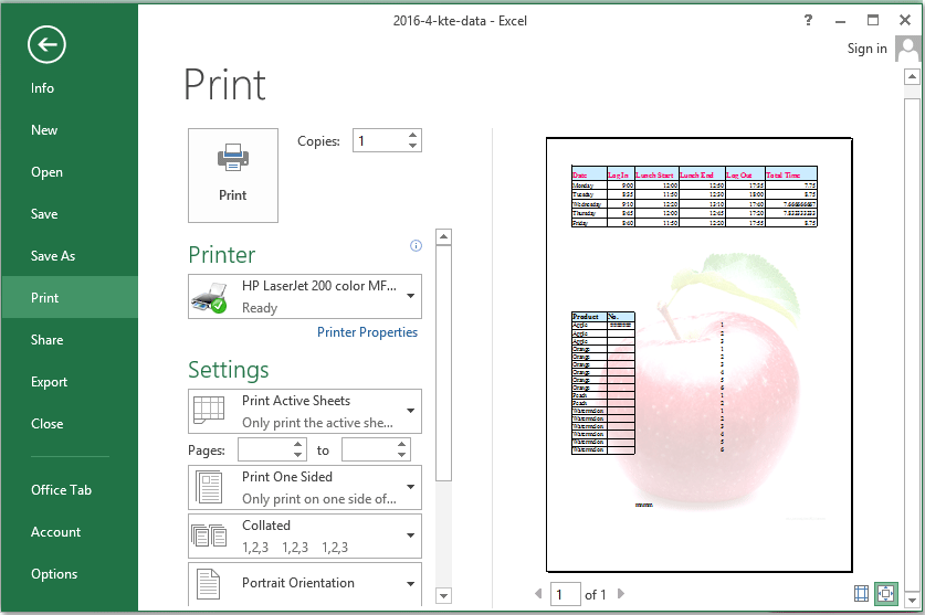 How to insert a printable background image in Excel?