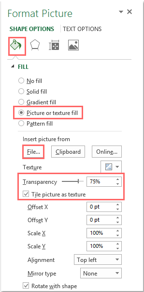 How to insert a printable background image in Excel?
