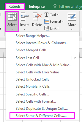 How to select and highlight row differences in Excel?