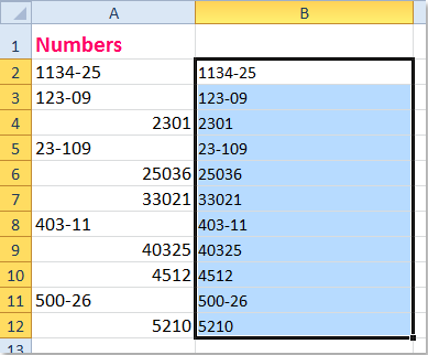 How to sort numbers with hyphens in Excel?