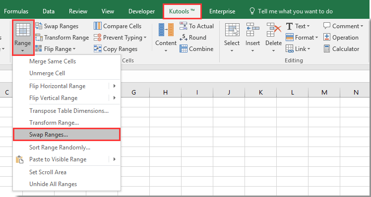 How to quickly swap contents of two cells in Excel?