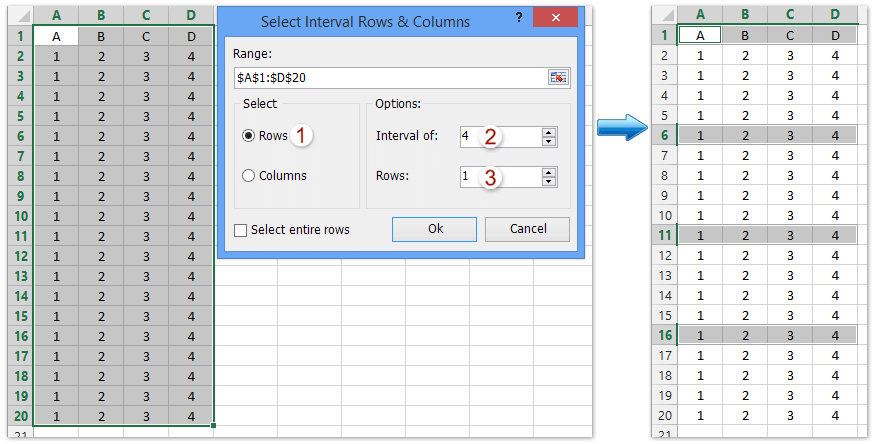 How to border every 5/n rows in Excel?