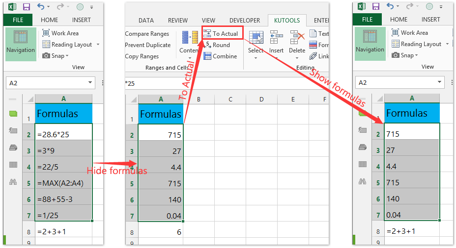 How to show or hide formulas in cells of specified range/active sheet ...