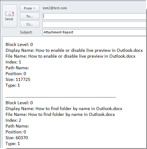 How to get list of attachments' information in selected mail in Outlook?