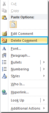 How to insert comment callouts into email message in Outlook?