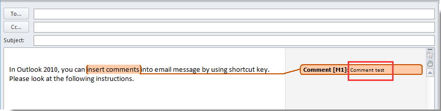 How to insert comment callouts into email message in Outlook?