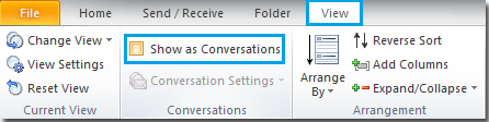 How to show or view email messages by conversations in Outlook?