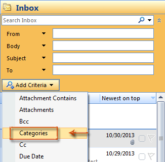 How to view messages (all items) by categories in Outlook?