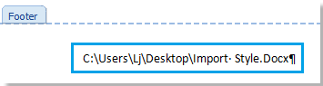 How to insert file path and name into documents footer or header in word?