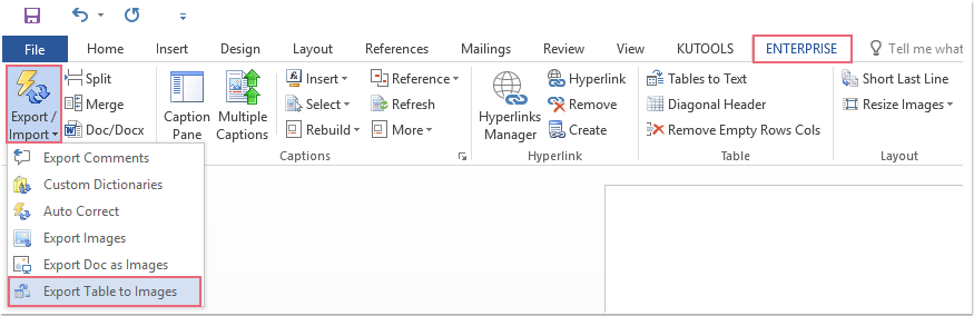 How to export/save/convert tables as images in Word?