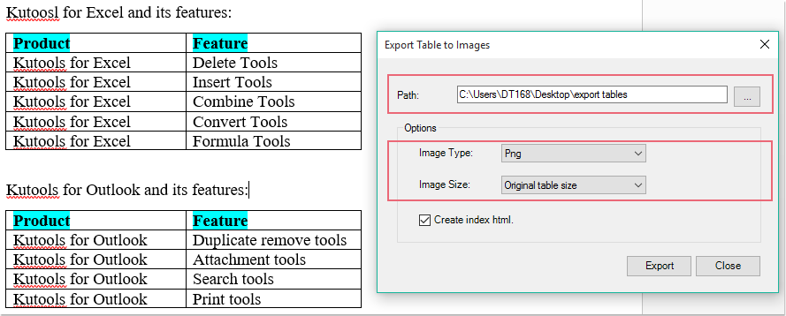 How to export/save/convert tables as images in Word?