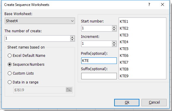 Quickly create worksheets from a list of worksheet names in Excel