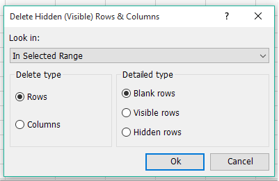 Quickly delete blank or hidden rows (columns) in Excel