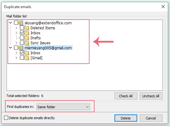 Quickly delete or remove duplicate emails in Outlook