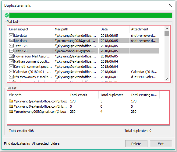 Quickly delete or remove duplicate emails in Outlook