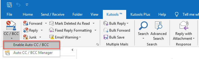 Automatically cc or bcc when sending emails in Outlook