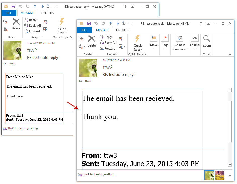 Quickly set/change default text zoom in Outlook